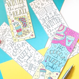 Coloring and Color Beautiful Winter Bookmarks - Doodles / Digital ...