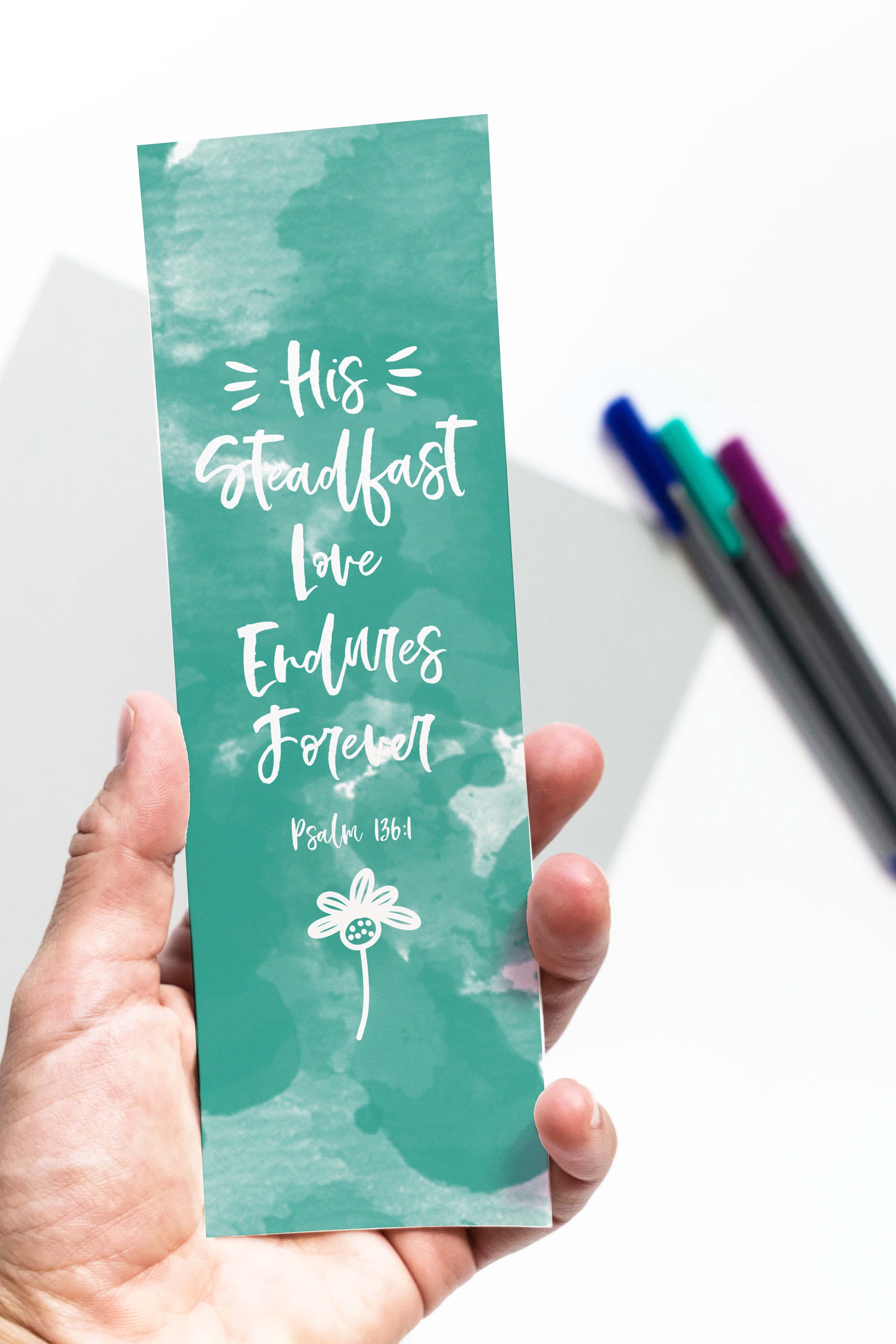 Watercolor Christian Bookmarks - Purple, Teal and Navy Blue - Bible ...