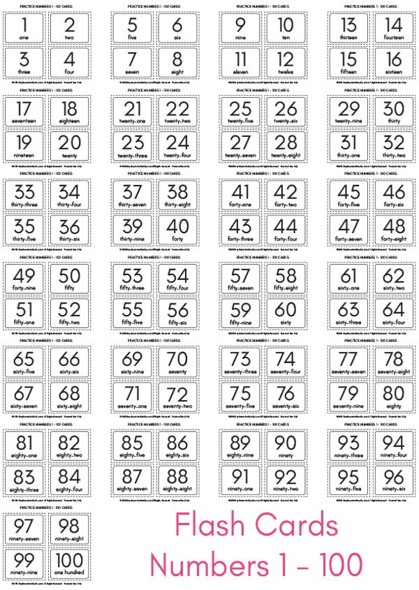 Practice Numbers 1 to 100 Flash Cards Black and White! Instant Download ...