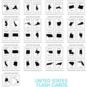United States Capitals Flash Cards - Digital Download - Etsy