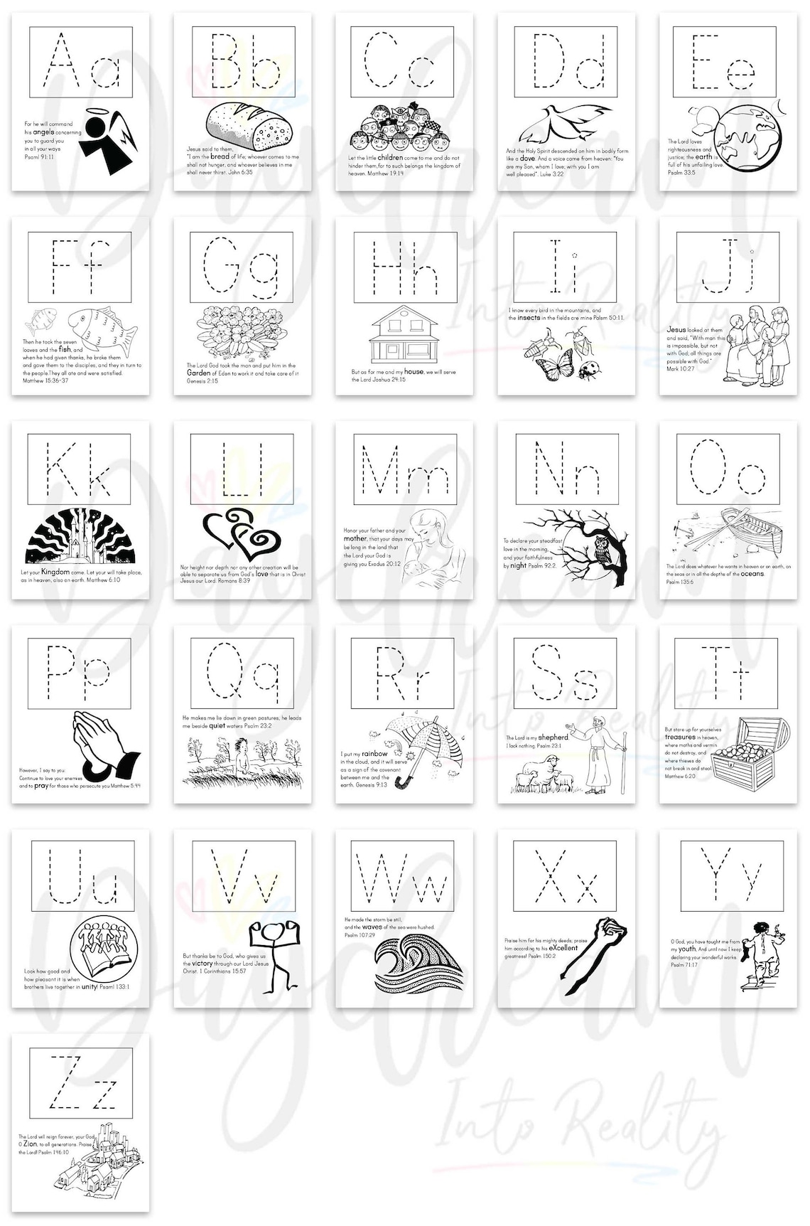 Homeschooling Traceable Alphabet Cards Printable With Bible | Etsy