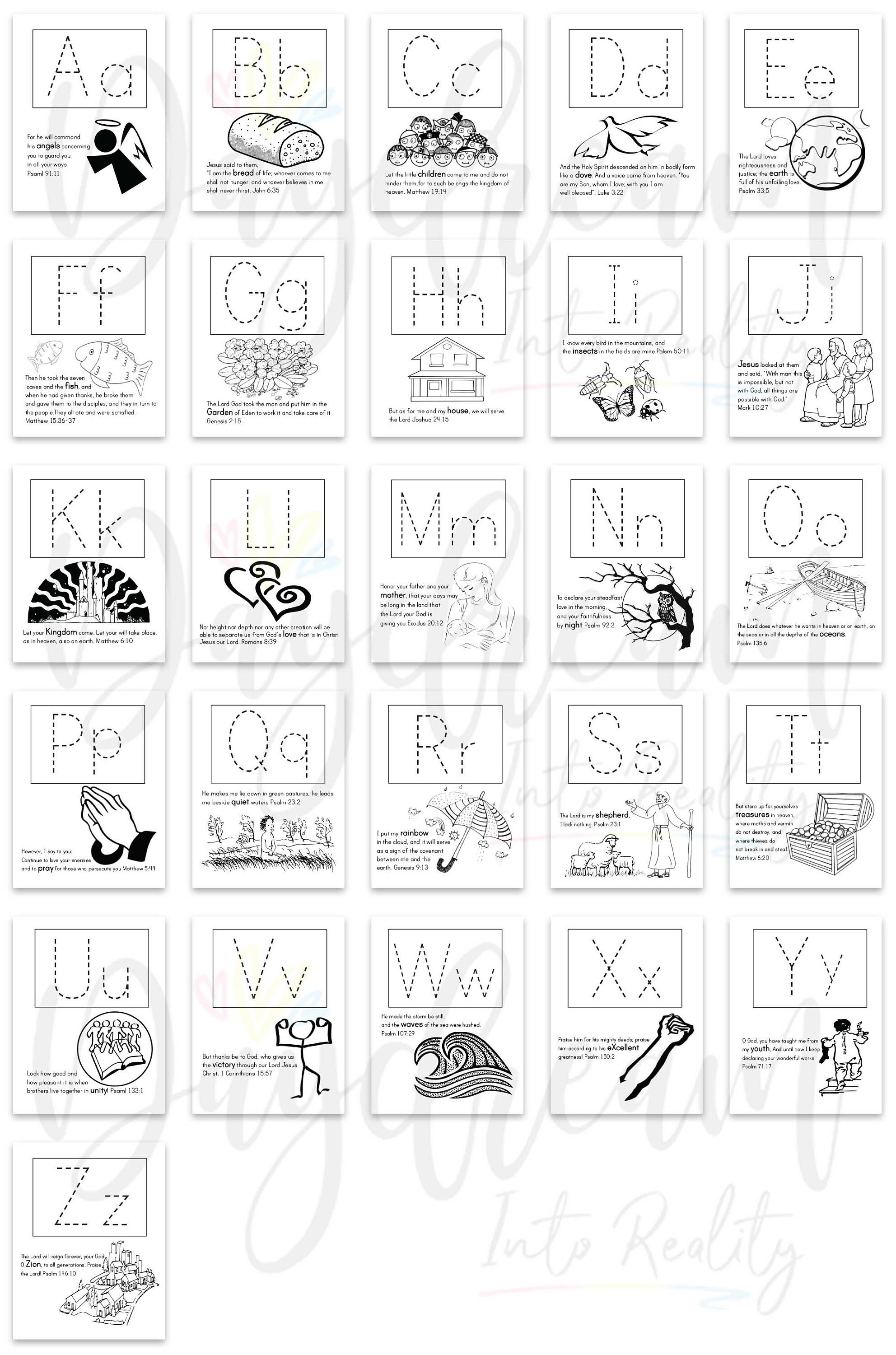 Homeschooling Traceable Alphabet Cards Printable With Bible Verses - Etsy