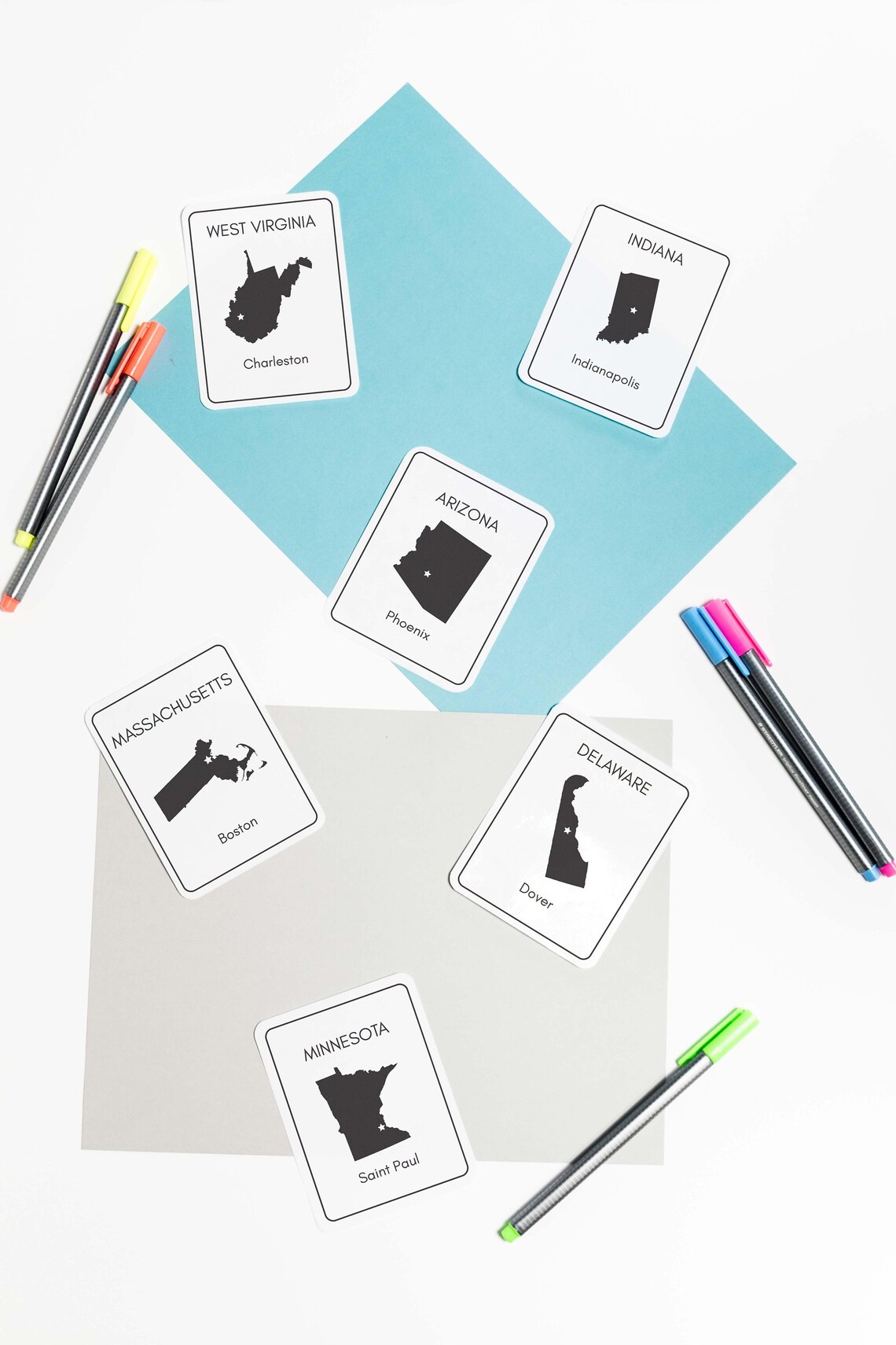 United States Capitals Flash Cards - Digital Download - Etsy