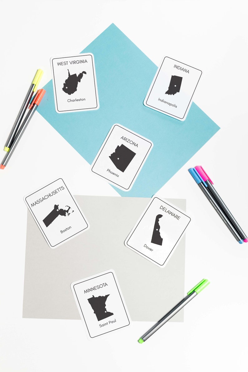 United States Capitals Flash Cards - Digital Download - Etsy