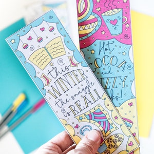 Coloring and Color Beautiful Winter Bookmarks - Doodles / Digital ...