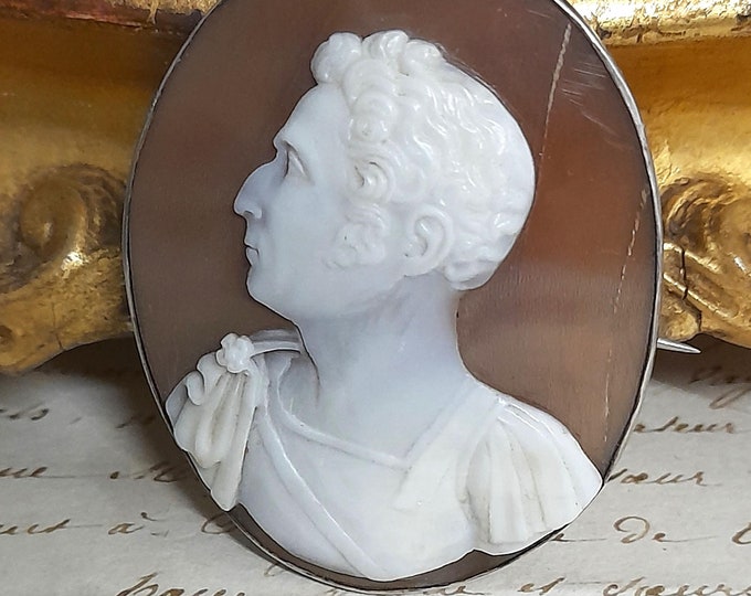 Rare Antique 19th Century Shell Portrait Cameo Brooch of the Duke of ...