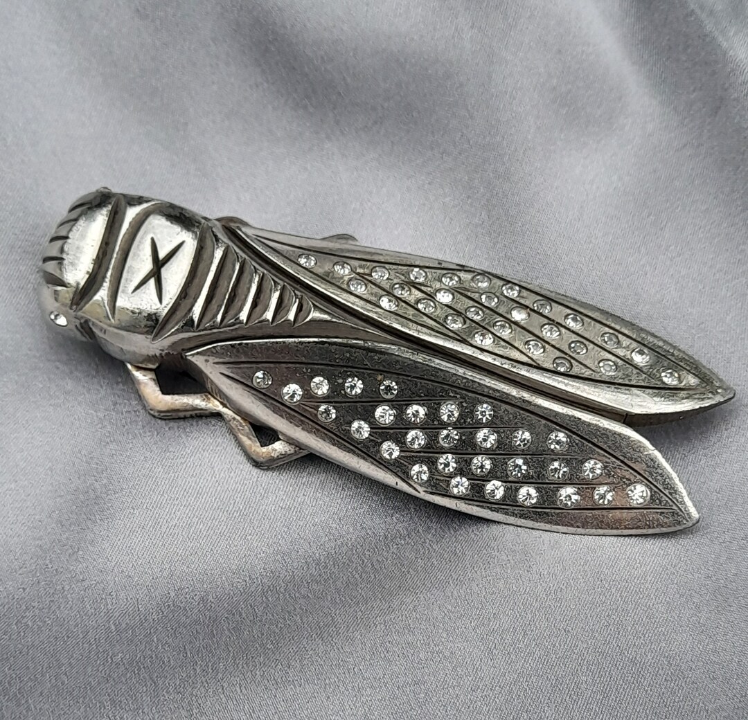 Large Antique Vintage Art Deco Cicada Brooch Pin-1920's 30's Bug Brooch ...