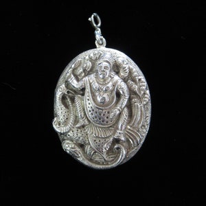 Rare Victorian Anglo Indian Heavy Sterling Silver Swami Deity Pendant ...