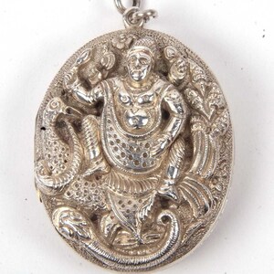 Rare Victorian Anglo Indian Heavy Sterling Silver Swami Deity Pendant ...