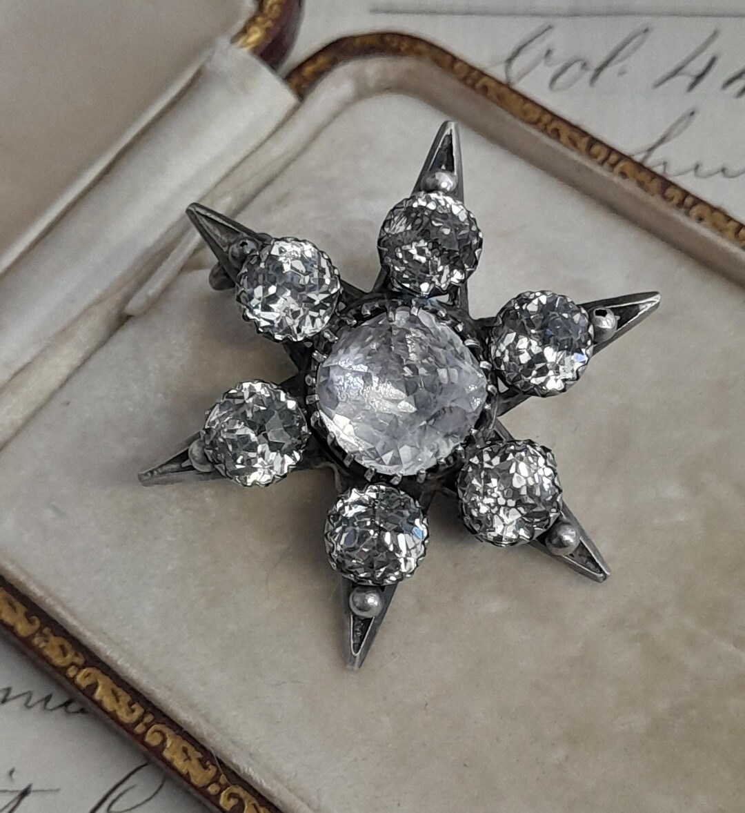 Antique 19th Century Silver Paste Star Starburst Brooch-victorian Old ...