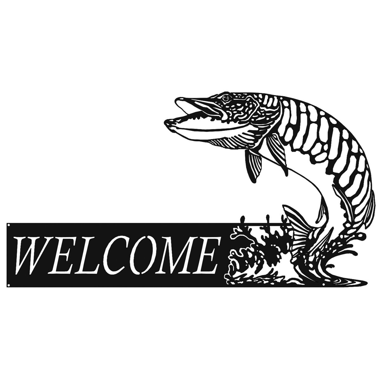 WELCOME MUSKY Fishing Laser Cut Metal Sign Steel Wall Art for Rustic ...