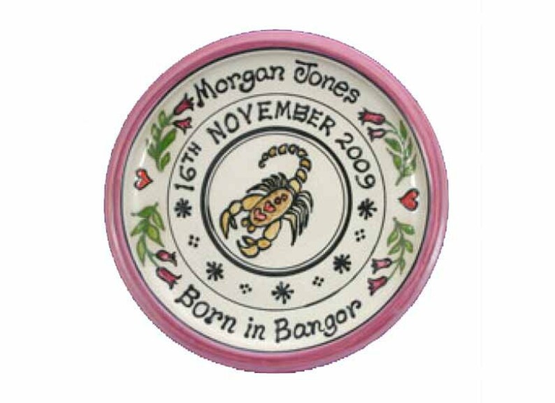 Piggery Pottery Handmade Ceramic Personalised Star-sign Birth Baby ...