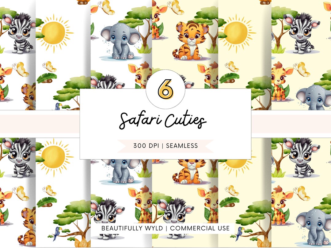 Safari Animals Digital Papers | Digital Download | Instant Download ...