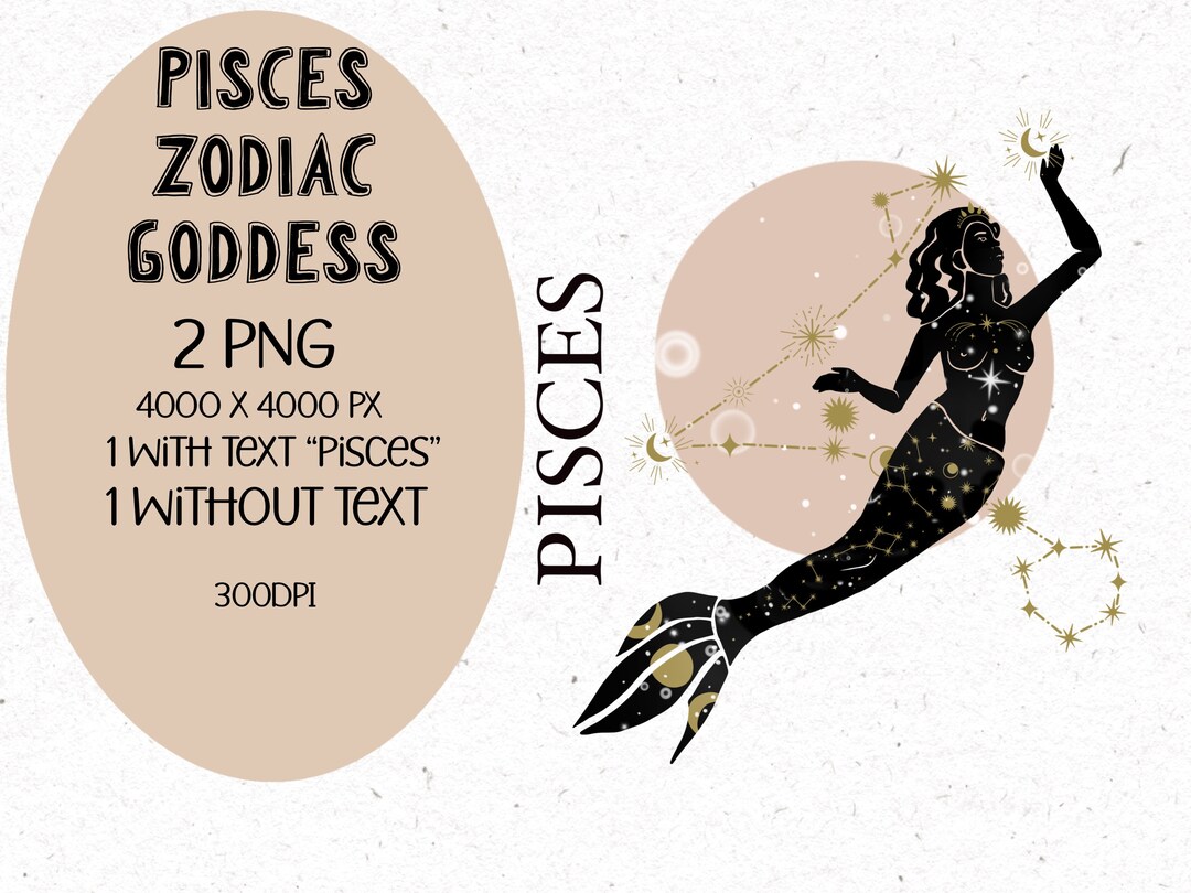 Pisces Goddess Zodiac PNG File Sublimation Clip Art Digital Download Instant Download ...