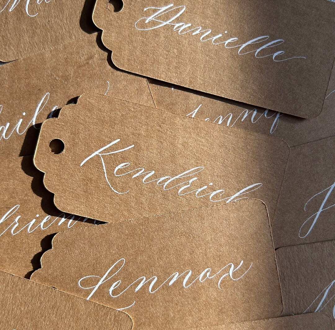 Modern Calligraphy Gift Tags Lettered in White Ink, Custom Hand ...