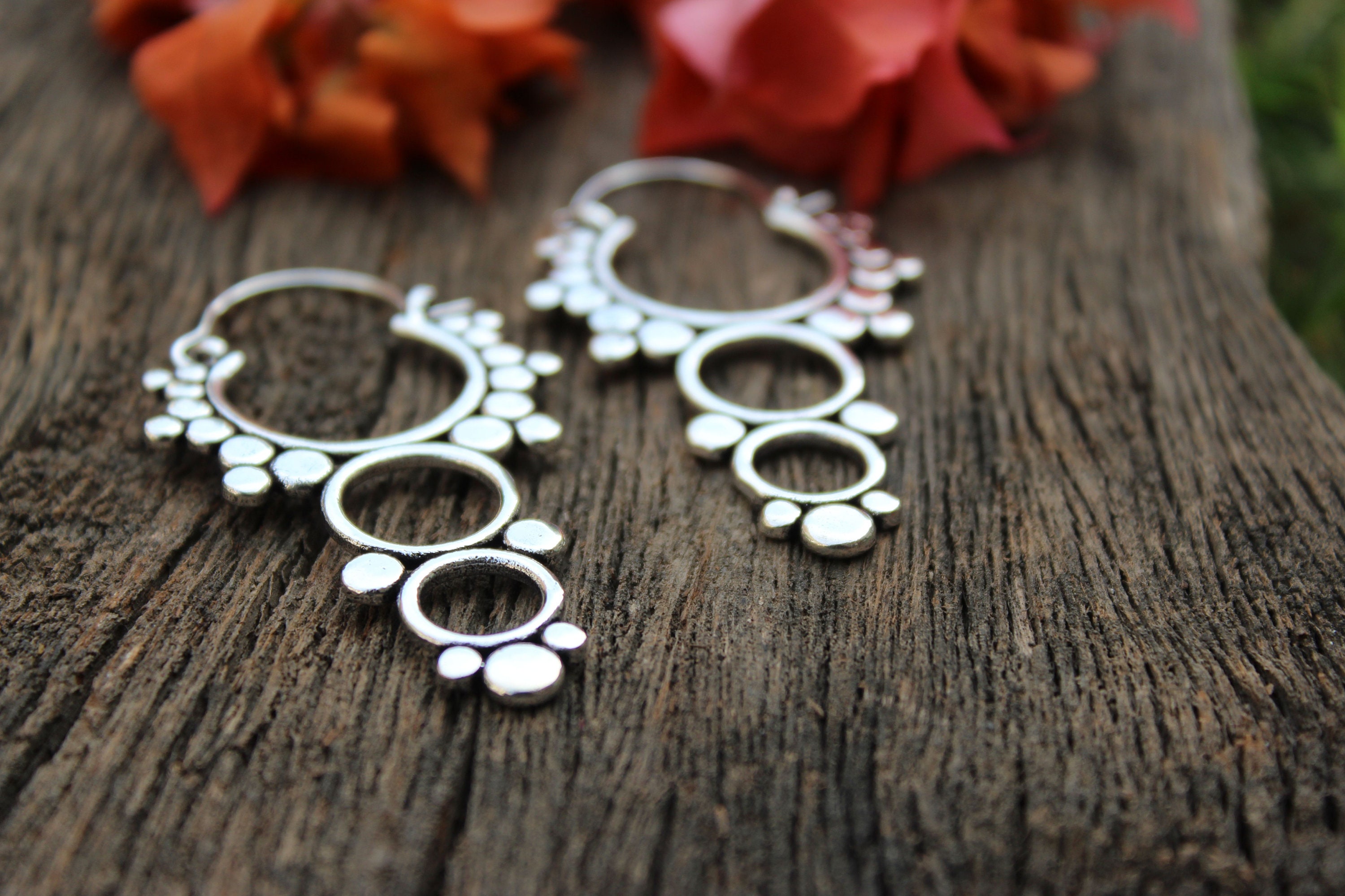 Dot Hoop EarringsSilver Plated EarringsCircle Drop | Etsy