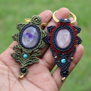 Rose Quartz Macrame Key Chain/pendant,agate Macrame Key Chain/pendant ...