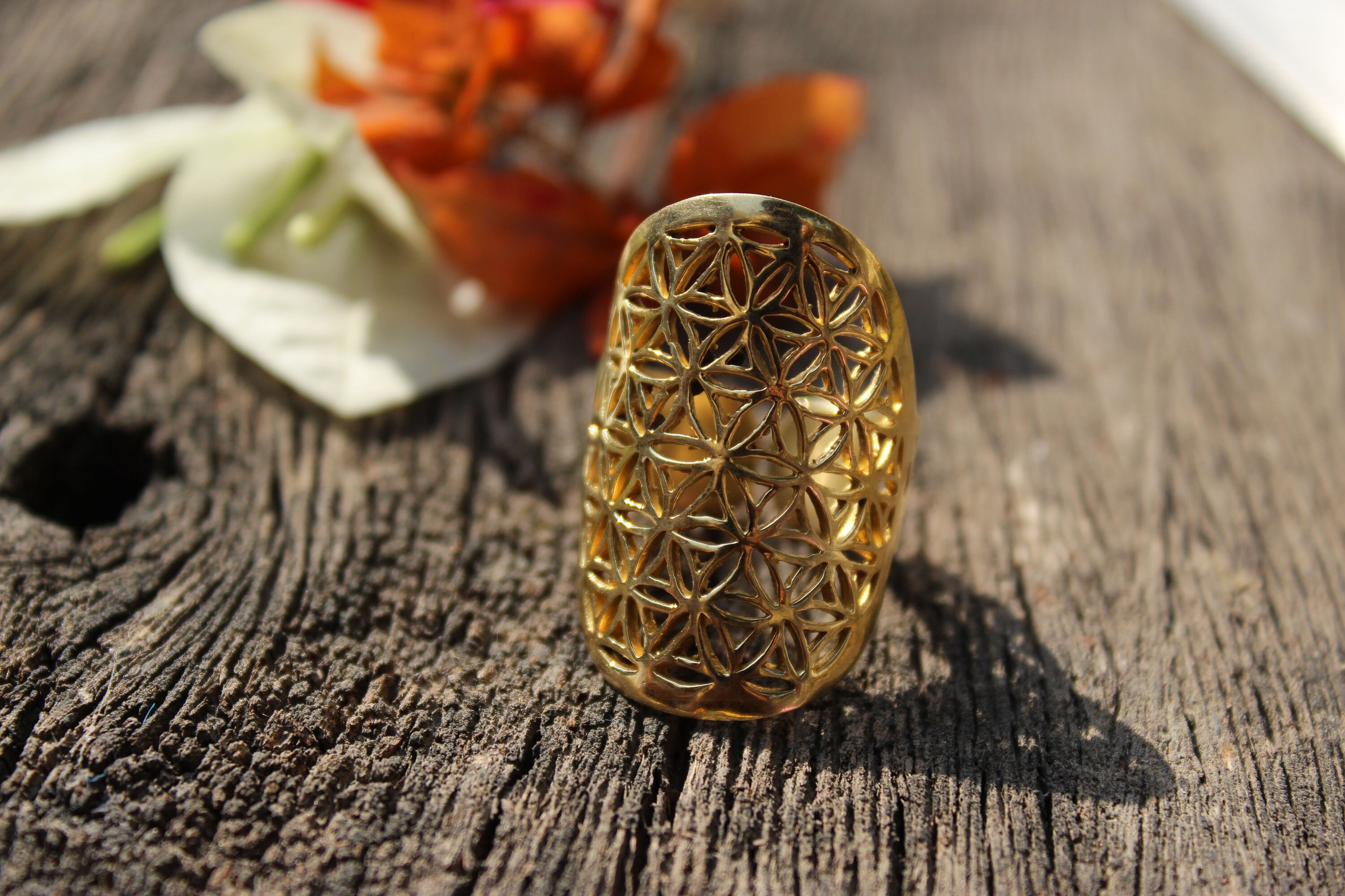 Flower of Life Ring,adjustable Brass Ring, Sacred Geometry Ring,seed of ...