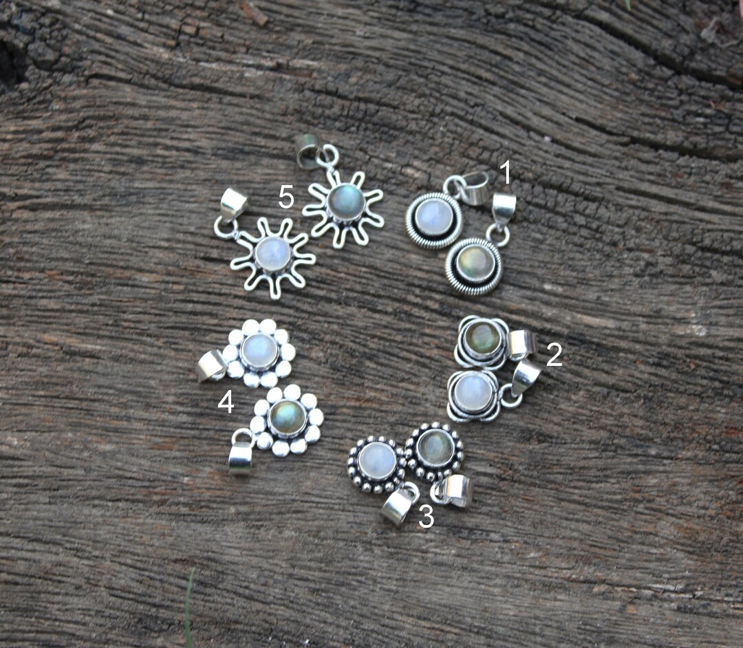 Encantos de piedra lunar, Charms de Labradorite, Charm Charm, Charms Pendant, Macrame Charms ...