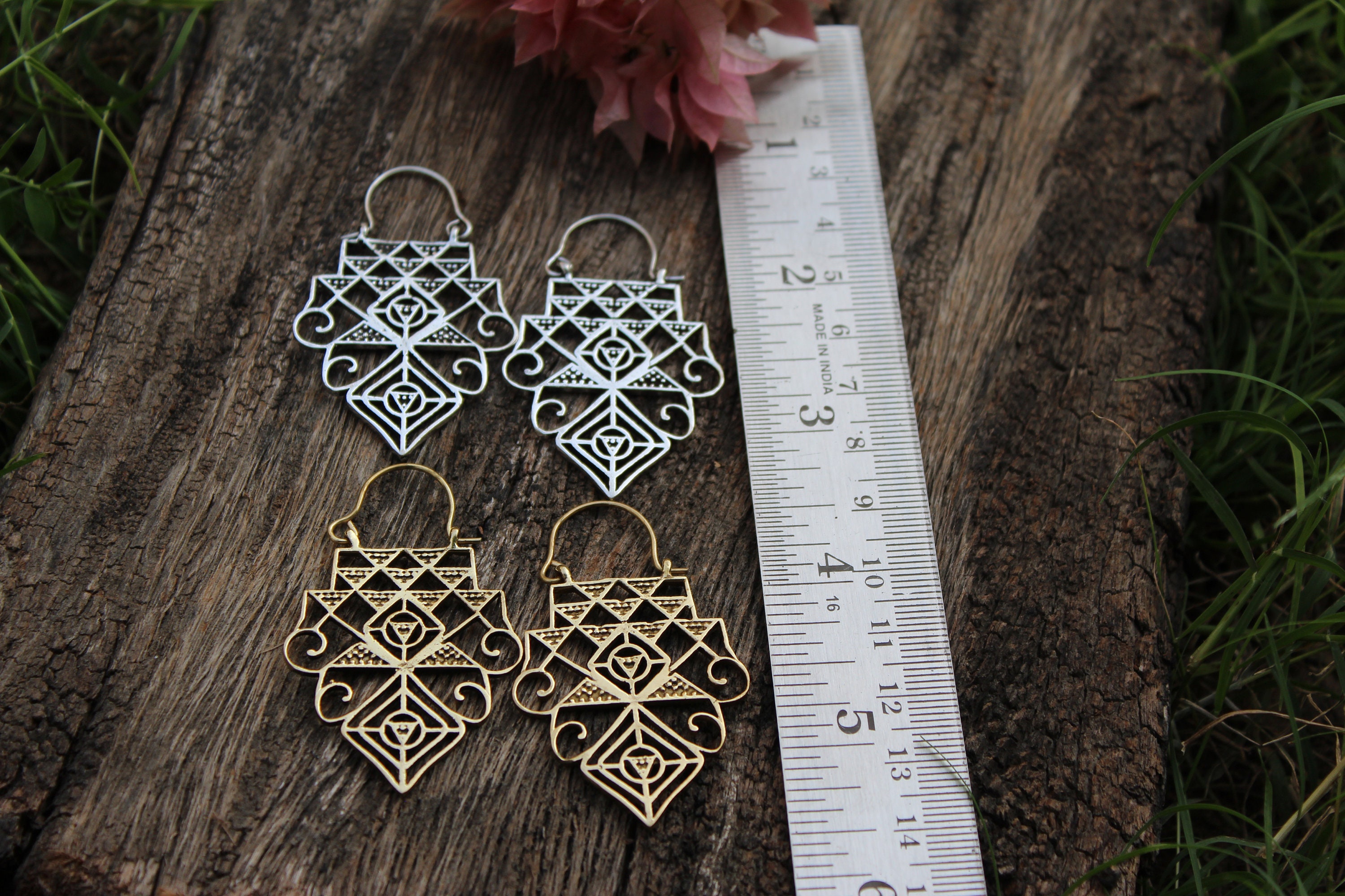 Geometric Earrings,drop Earrings,boho Earrings,brass Earrings,dangle ...