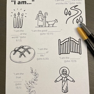I AM Sayings of Jesus Children's Coloring Activity Page - Etsy