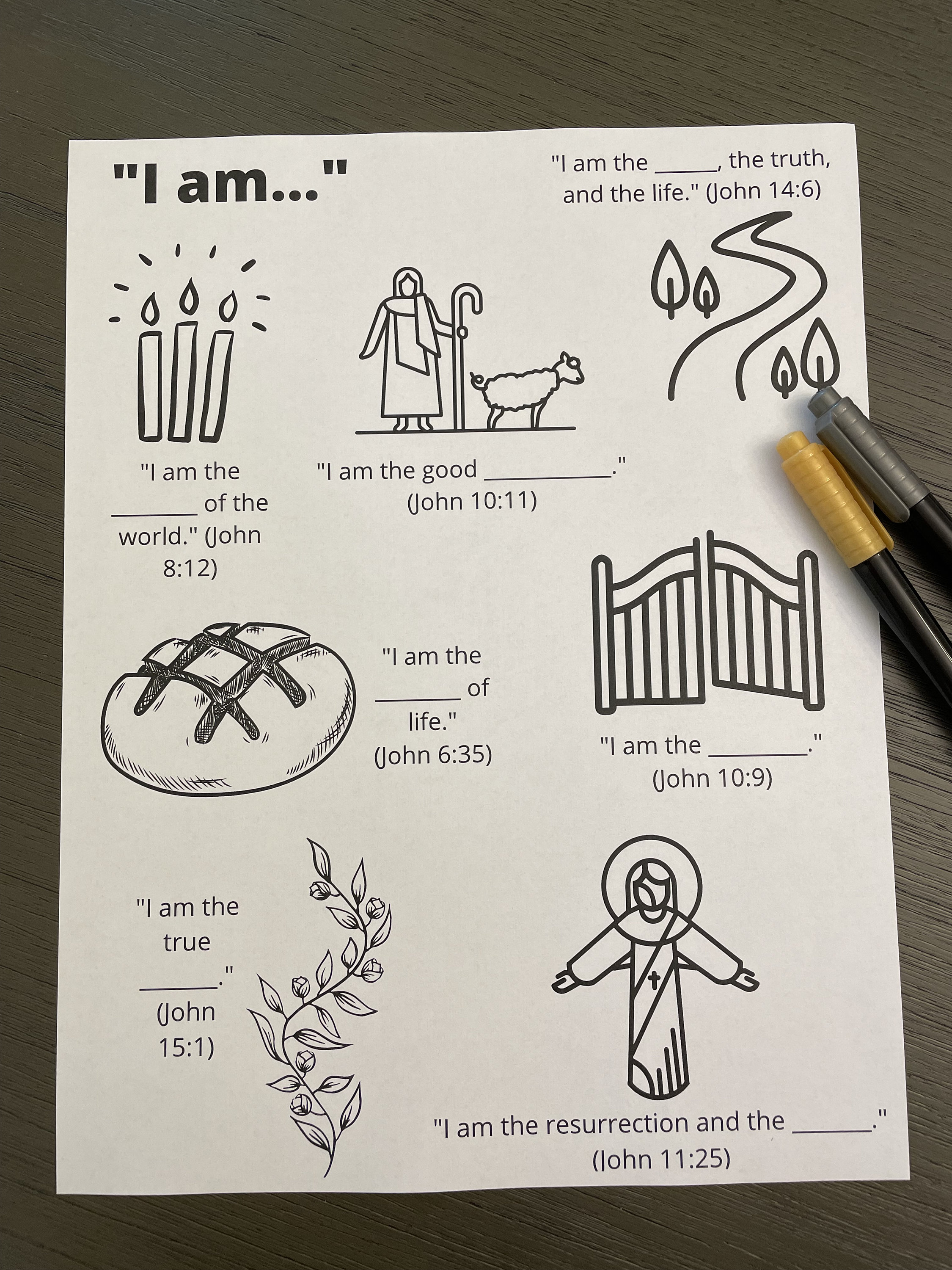 I AM Sayings of Jesus Children's Coloring Activity Page - Etsy