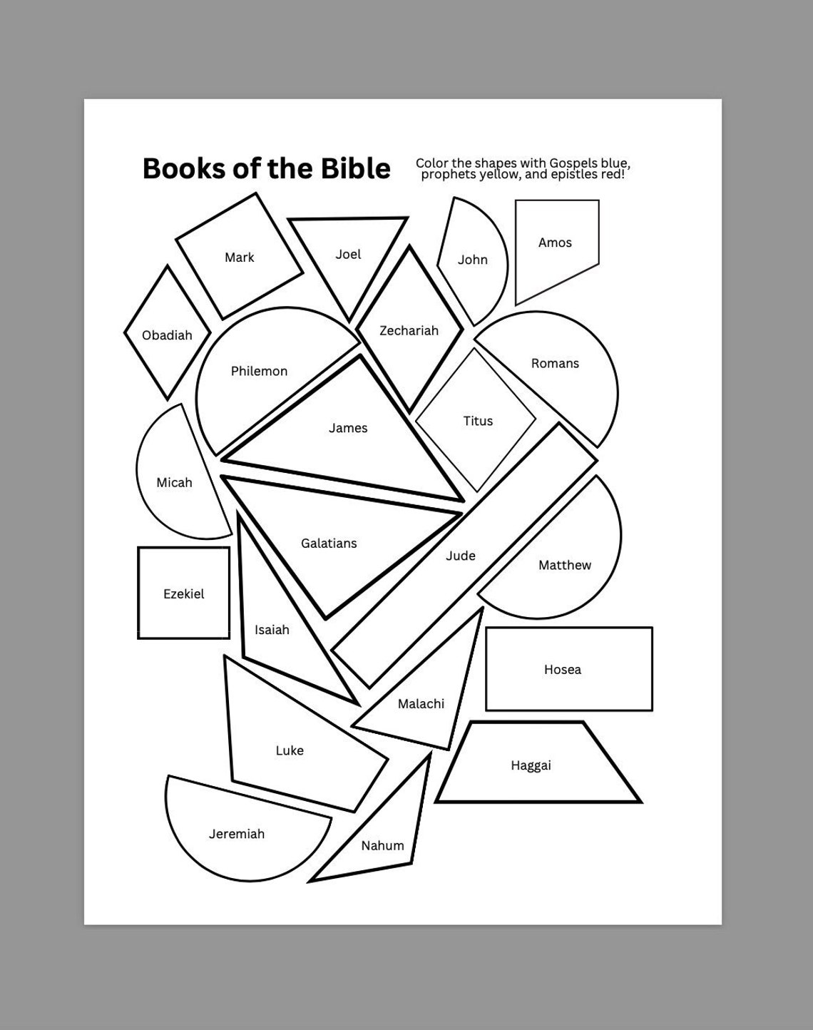 Books of the Bible Coloring Activity Page - Etsy