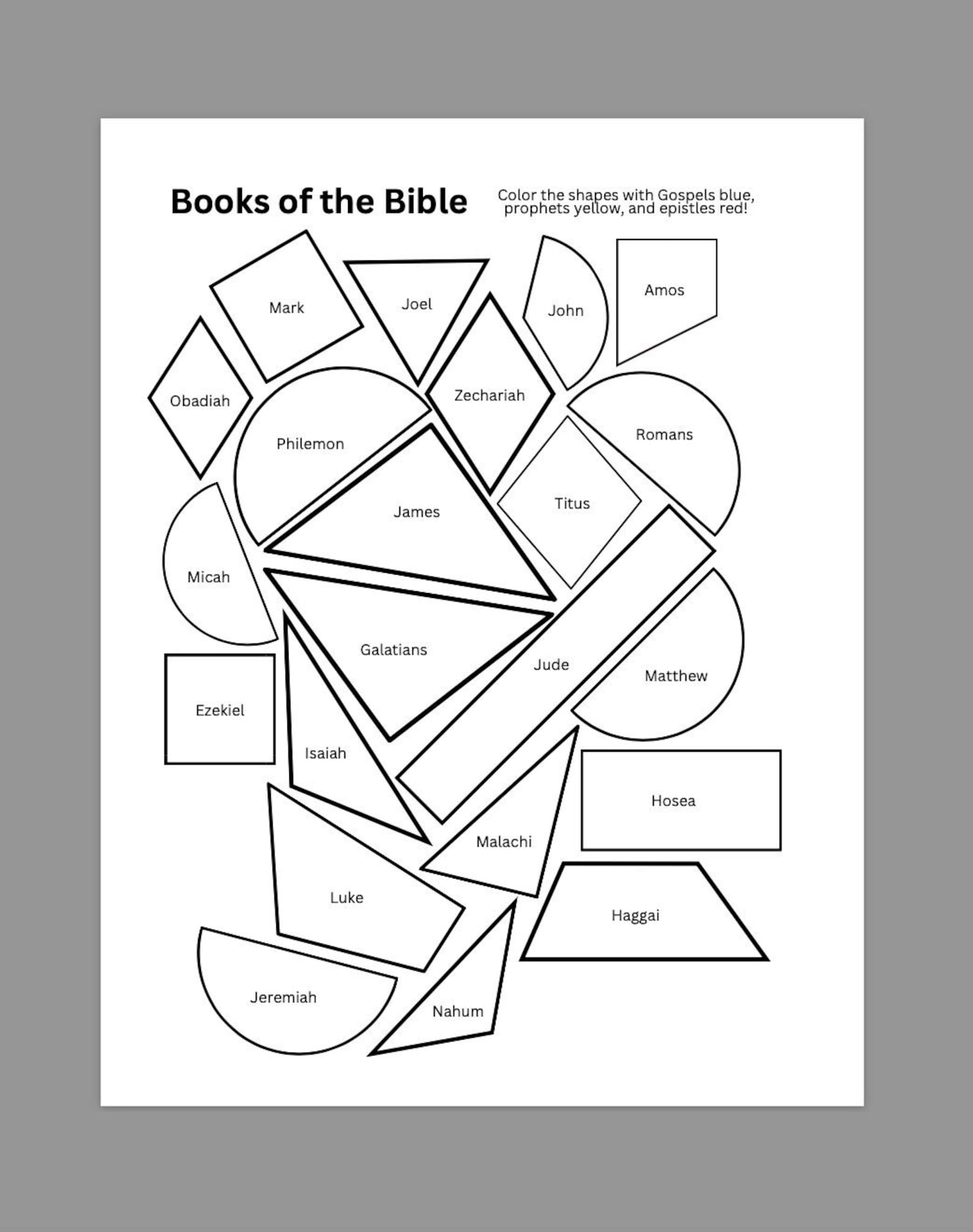 Books of the Bible Coloring Activity Page - Etsy