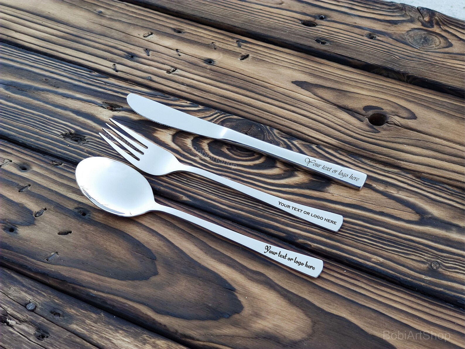 Personalized Cutlery Set, Engraved Fork Spoon and Knife Flatware Set ...