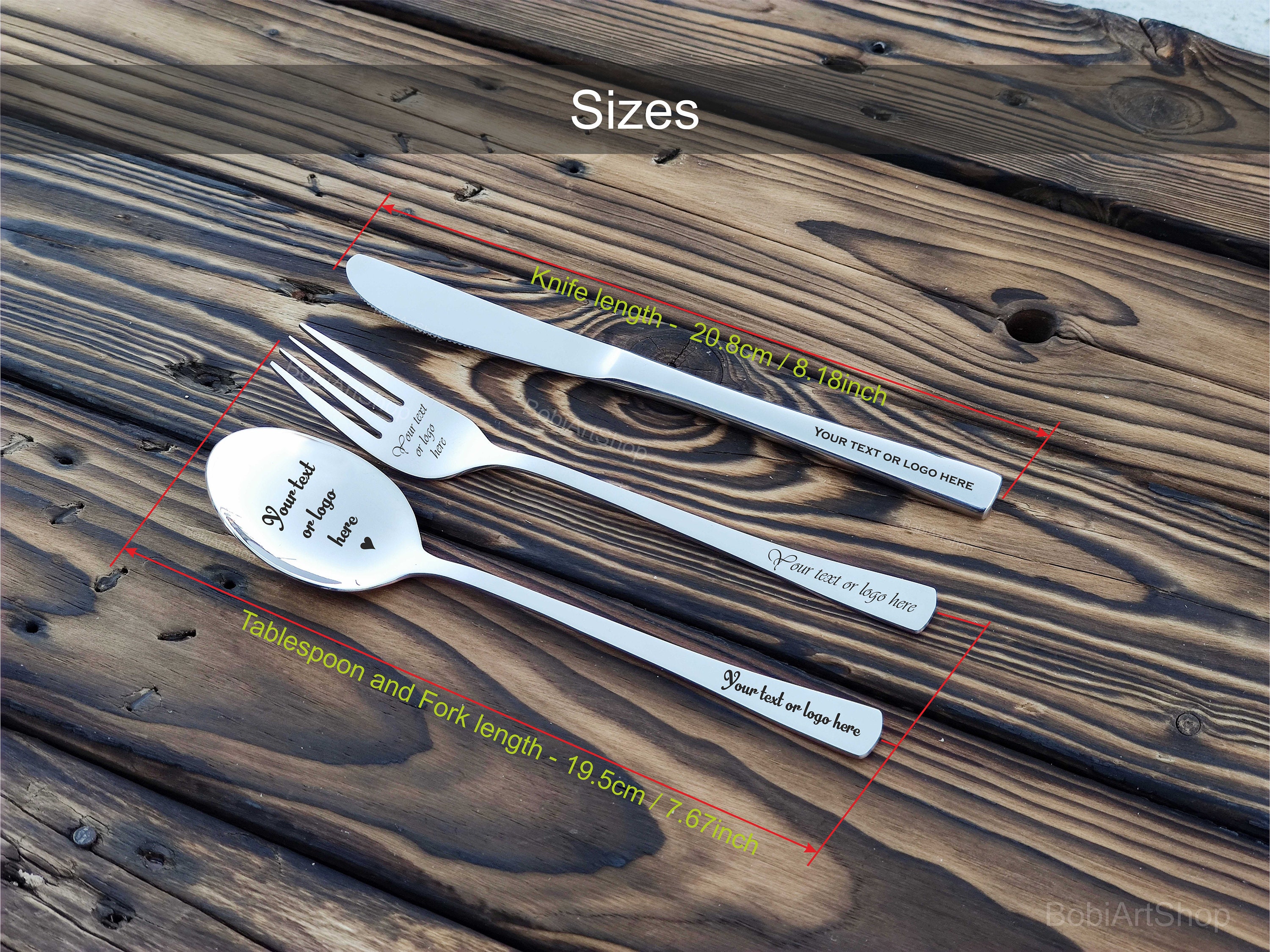 Personalized Cutlery Set, Engraved Fork Spoon and Knife Flatware Set ...
