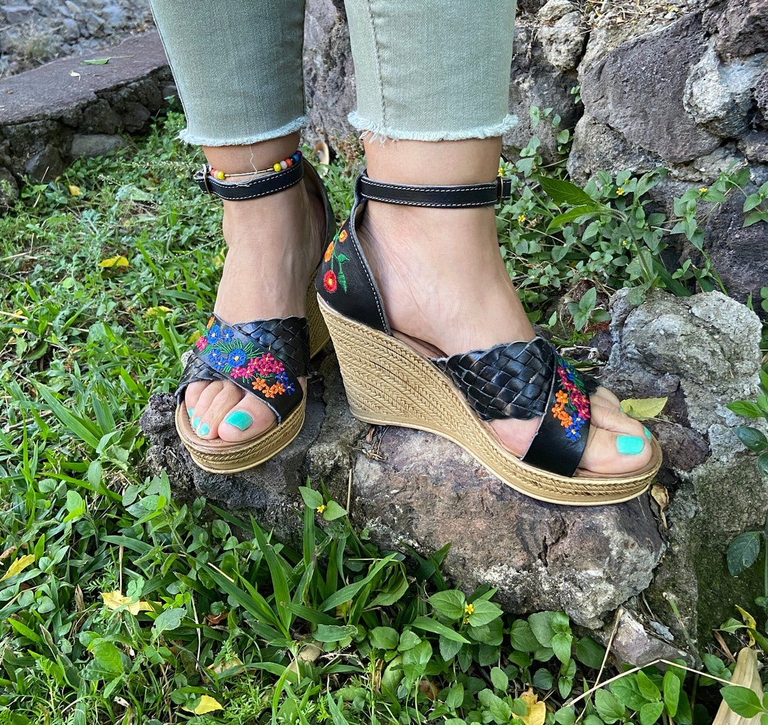 Handmade Platform Shoe, Mexican Platform Heels, Wedge Shoes, Huaraches ...