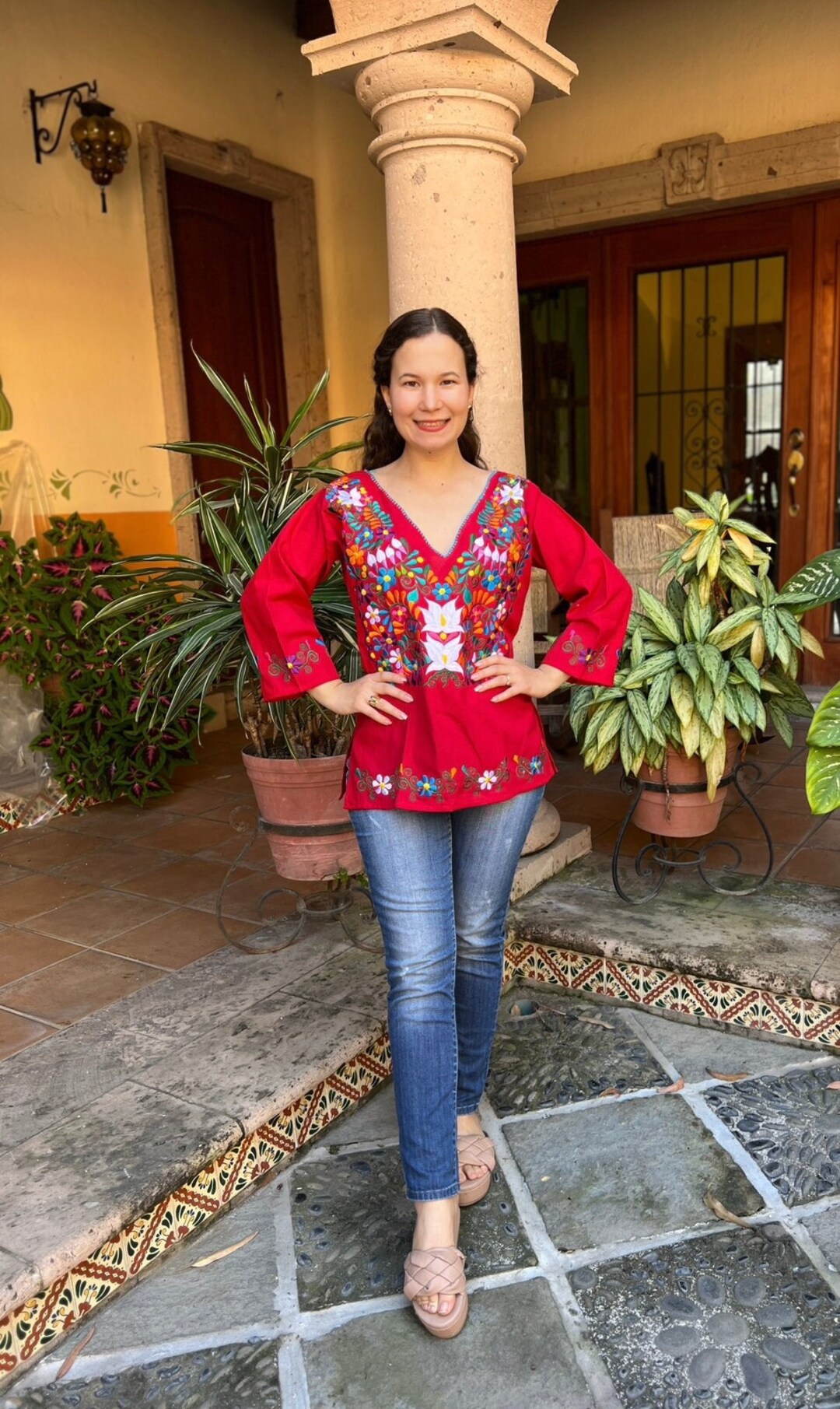 Blusa Floral Mexicana, Blusa Bordada Tradicional Mexicana, Bordado ...