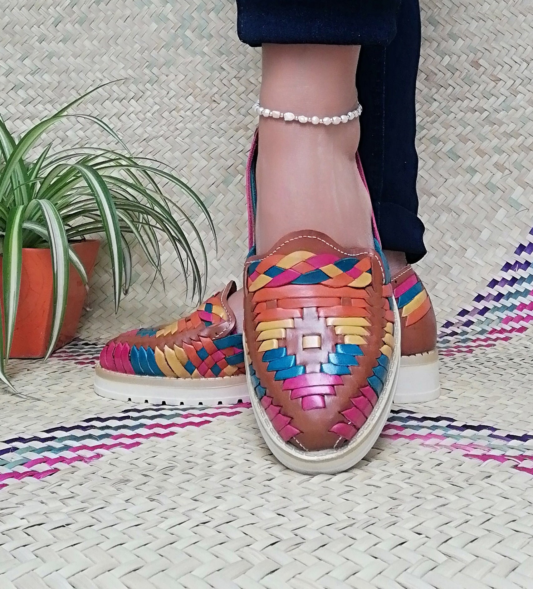 Handmade Leather Huarache Sandals: Multicolor Mexican Shoes - Etsy