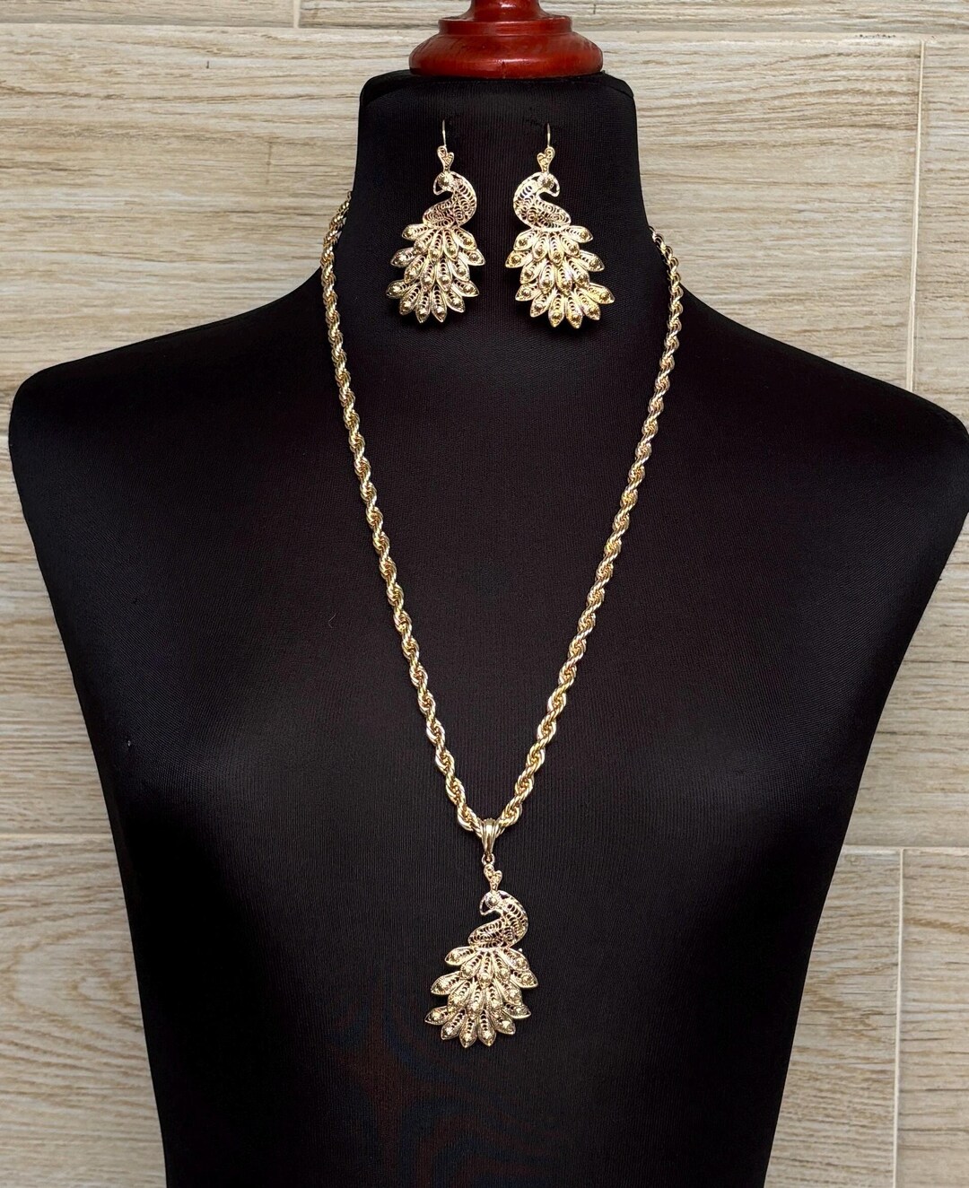 Mexican Filigree Necklace and Earrings, Gold Plated Set, Traditional ...