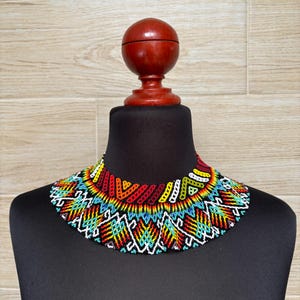 Mexican Necklace, Blue Choker, Huichol Necklance Handmade, Huichol ...