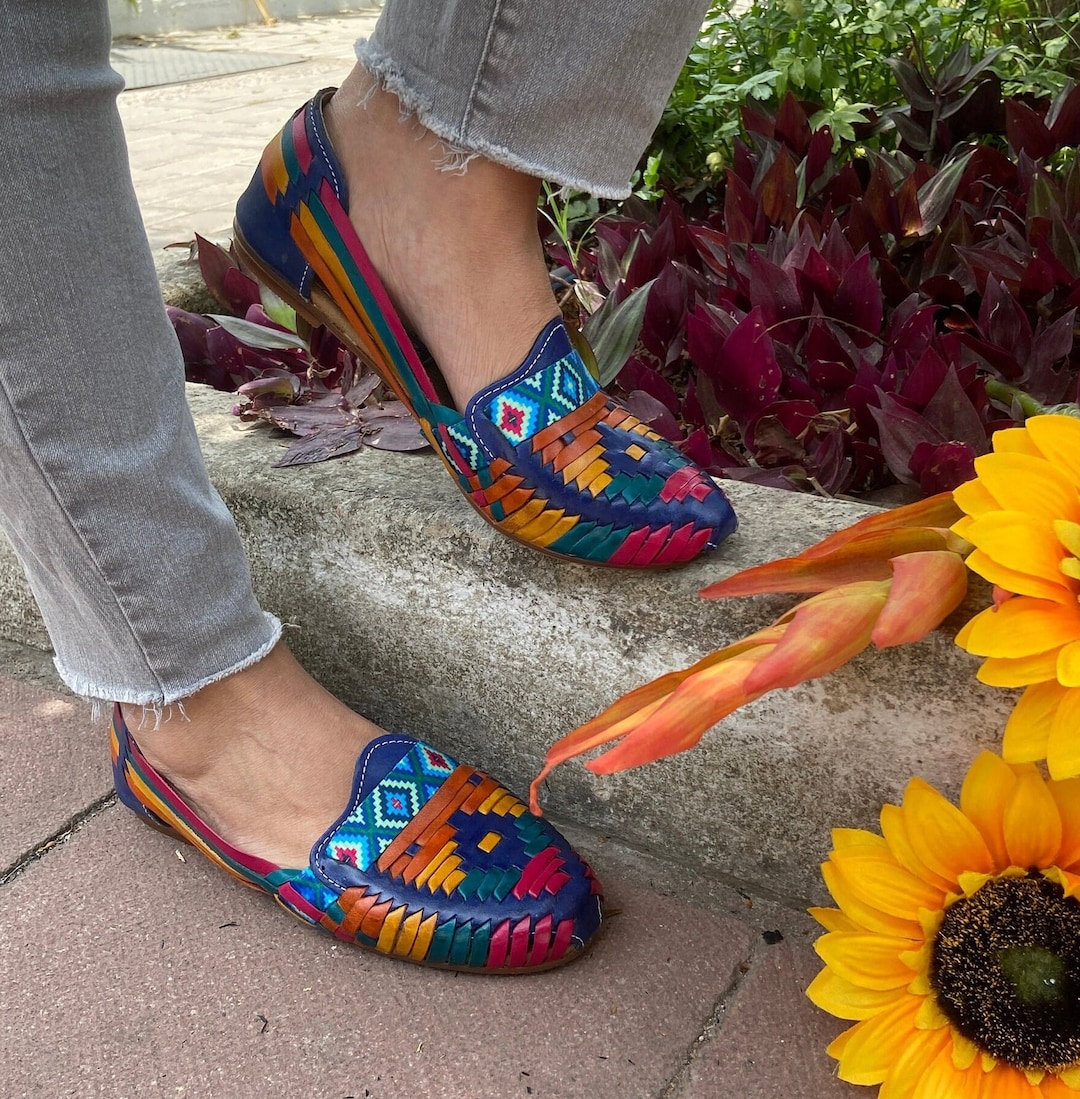 Handmade Mexican Huarache, Women's Sandals, Multicolor Huarache ...