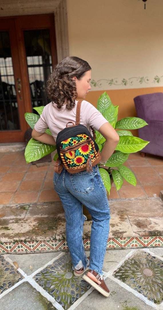 Mexican Backpack With Floral Embroidery Handmade Backpack - Etsy