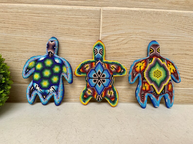 Huichol Beaded Turtle Statue: Mexican Folk Art Decor - Etsy