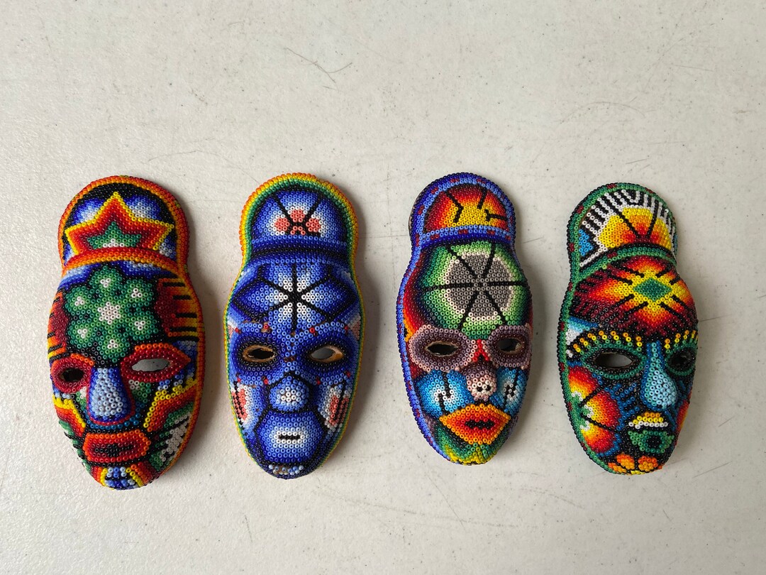Huichol Mask, Huichol Decor, Huichol Beadwork, Mexican Art, Collectible ...