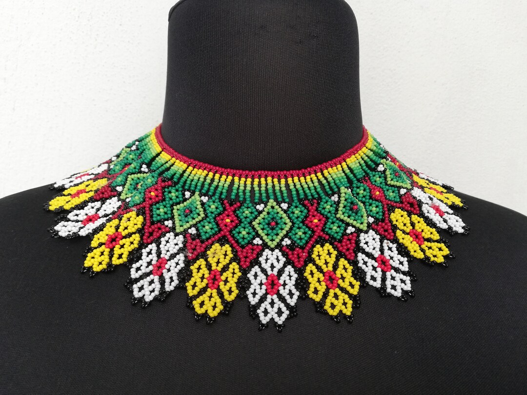 Handmade Huichol Beaded Choker: Mexican Boho Necklace - Etsy