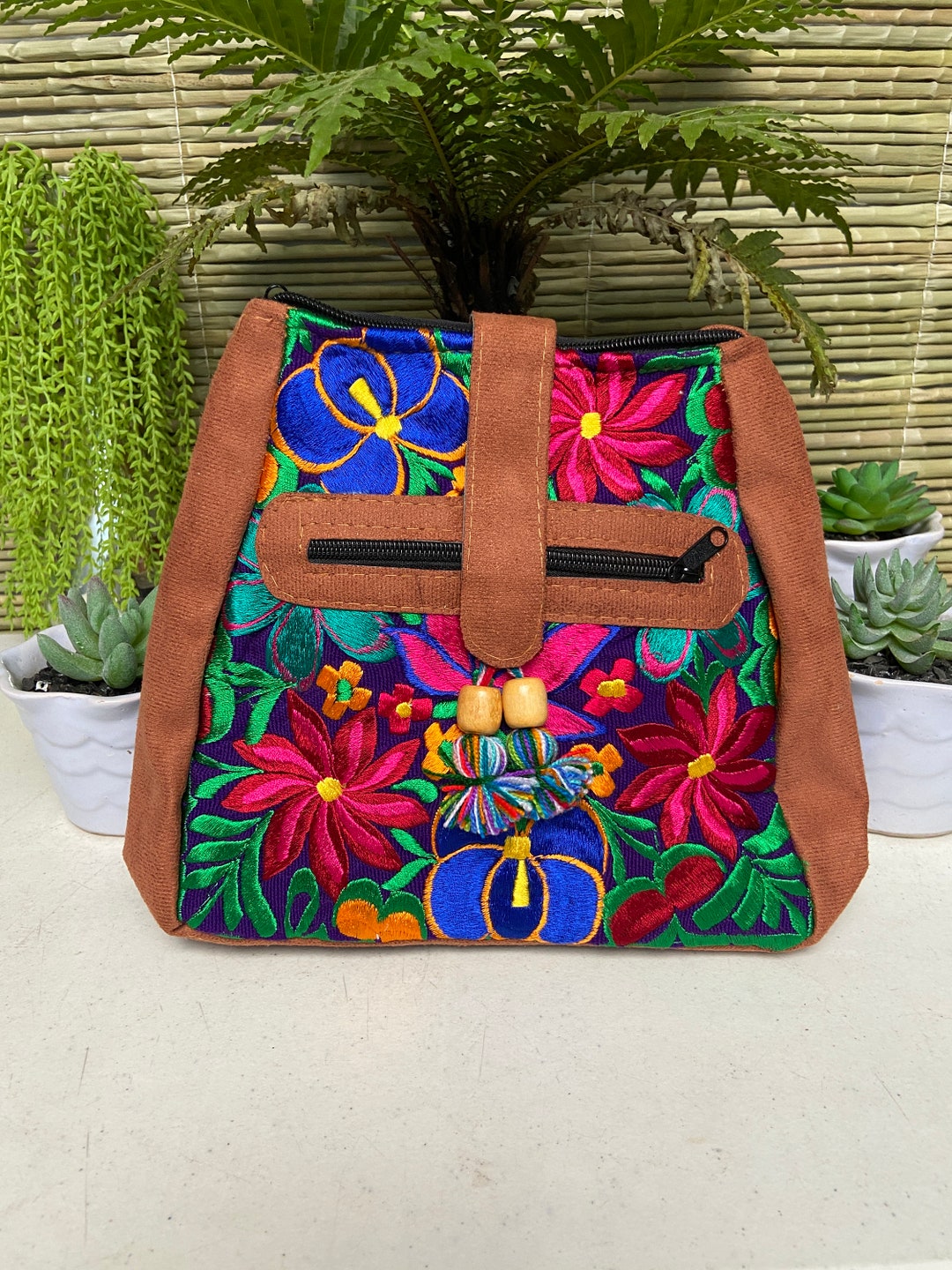 Mexican Bag With Floral Embroidery, Handmade Bag, Traditional Mexican ...