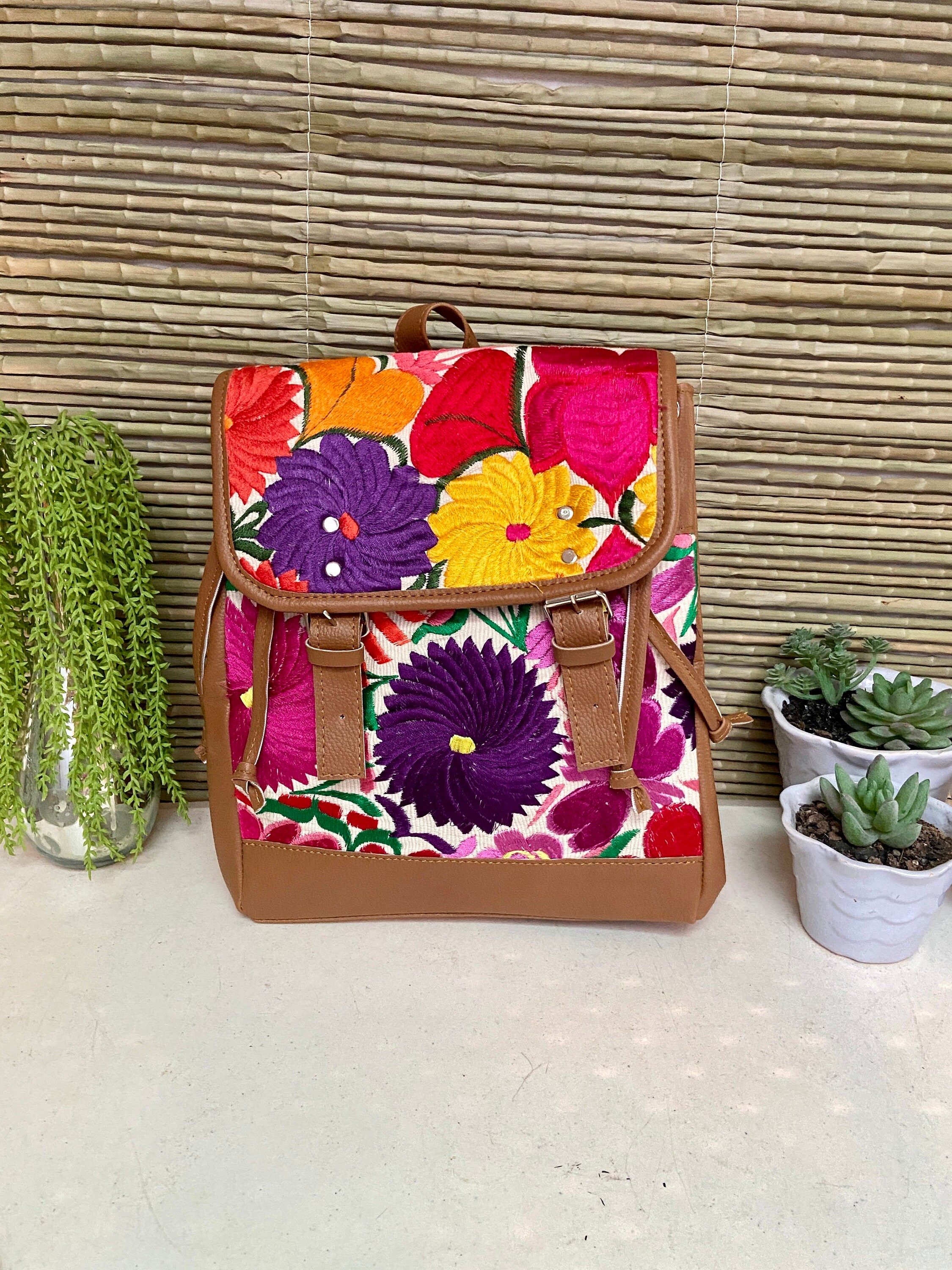 Mexican Backpack With Floral Embroidery Handmade Backpack - Etsy