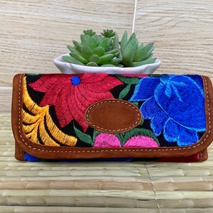Mexican Wallet With Floral Embroidery, Handmade Wallet, Traditional ...