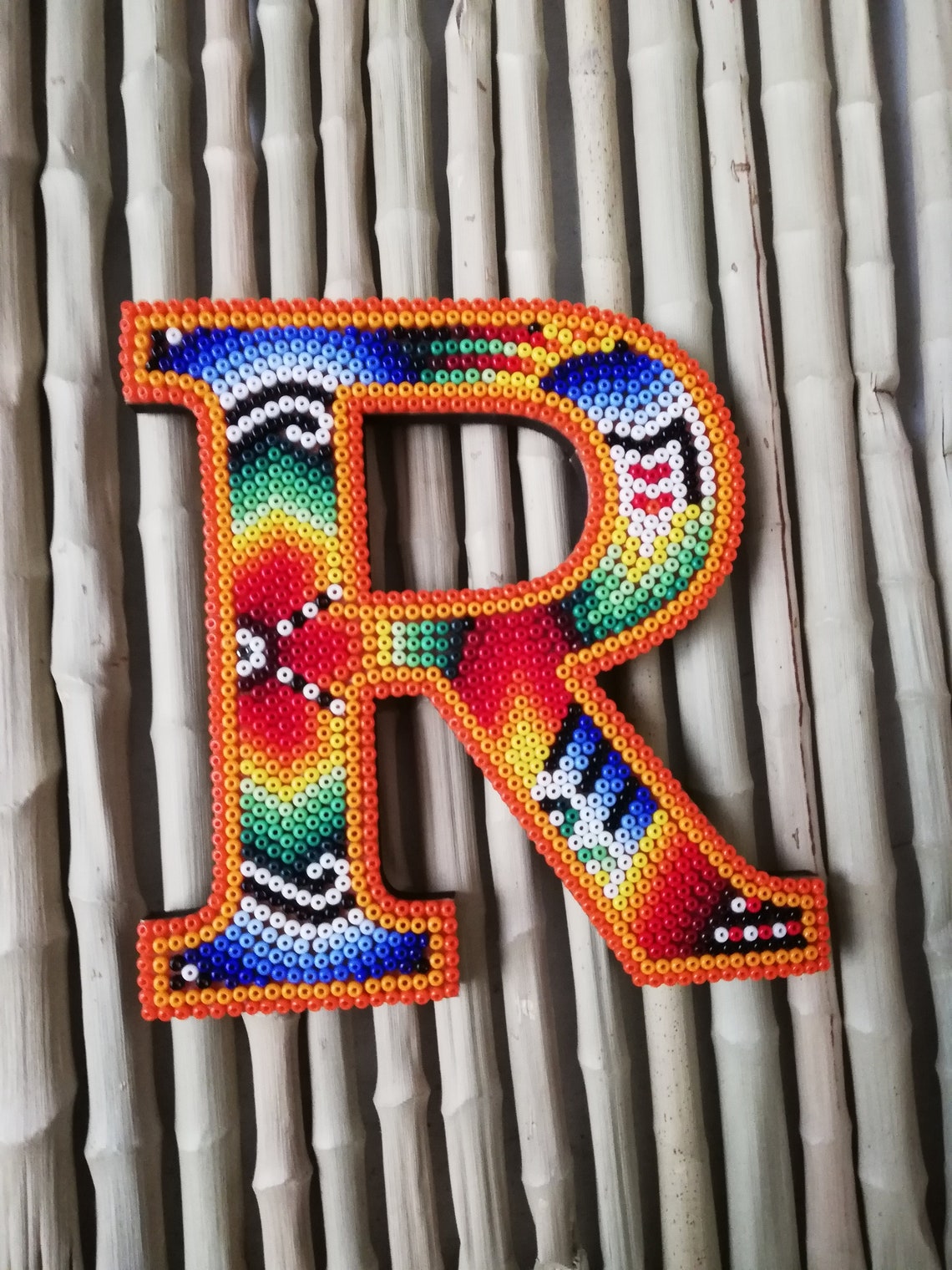 Letters With Huichol Art Initial Lined With Beads Very | Etsy