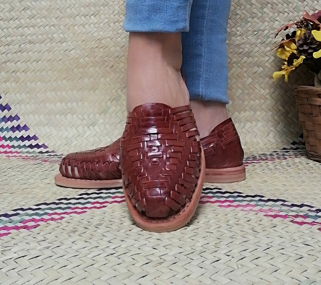Authentic Mexican Leather Huarache, Mexican Women's Shoe, Traditional ...