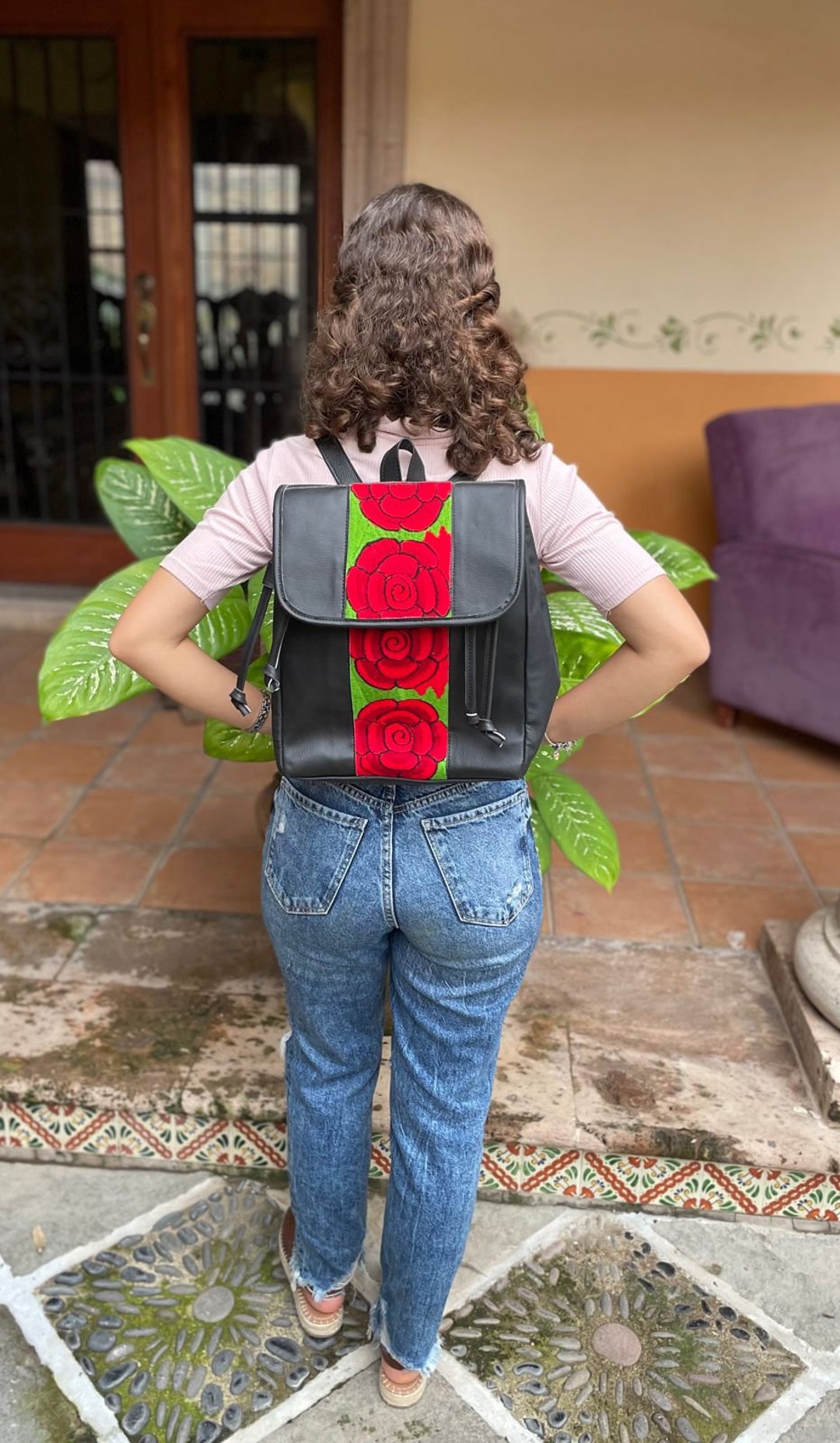 Mexican Backpack With Floral Embroidery, Handmade Backpack, Traditional ...