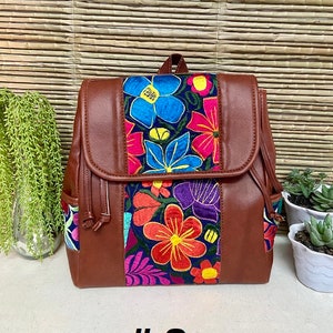 Mexican Backpack With Floral Embroidery, Handmade Backpack, Traditional ...