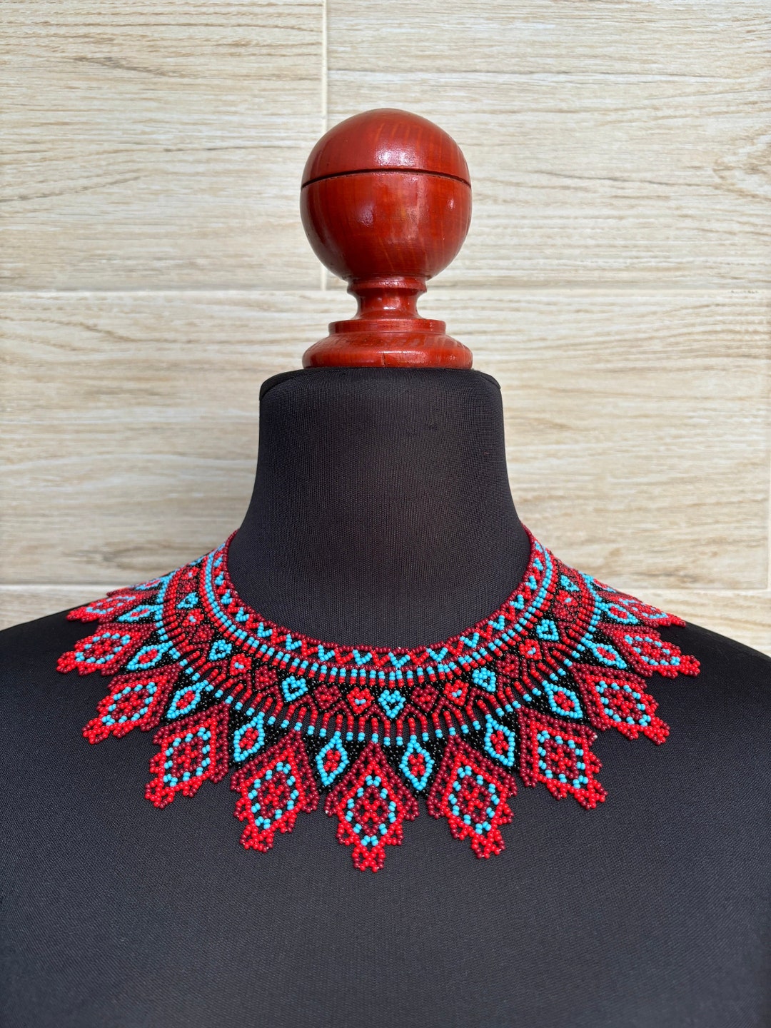 Mexican Necklace, Colorful Choker, Huichol Necklance Handmade, Huichol ...
