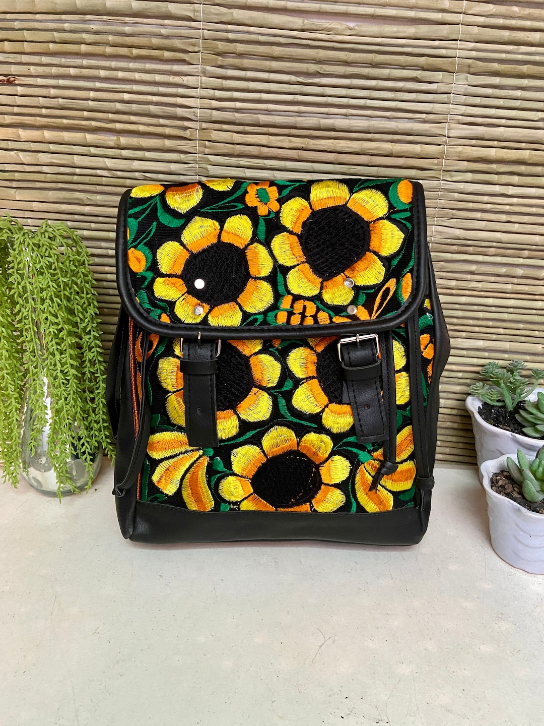 Mexican Backpack With Floral Embroidery, Handmade Backpack, Traditional ...