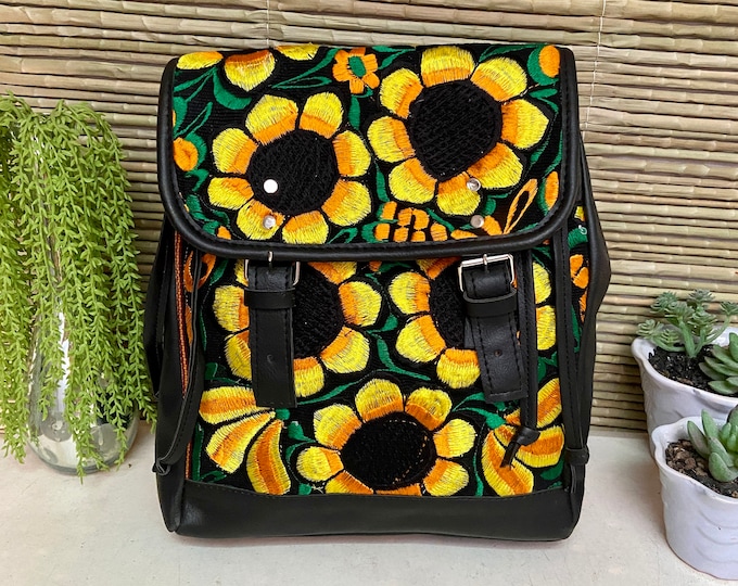 Mexican Backpack With Floral Embroidery, Handmade Backpack, Traditional ...